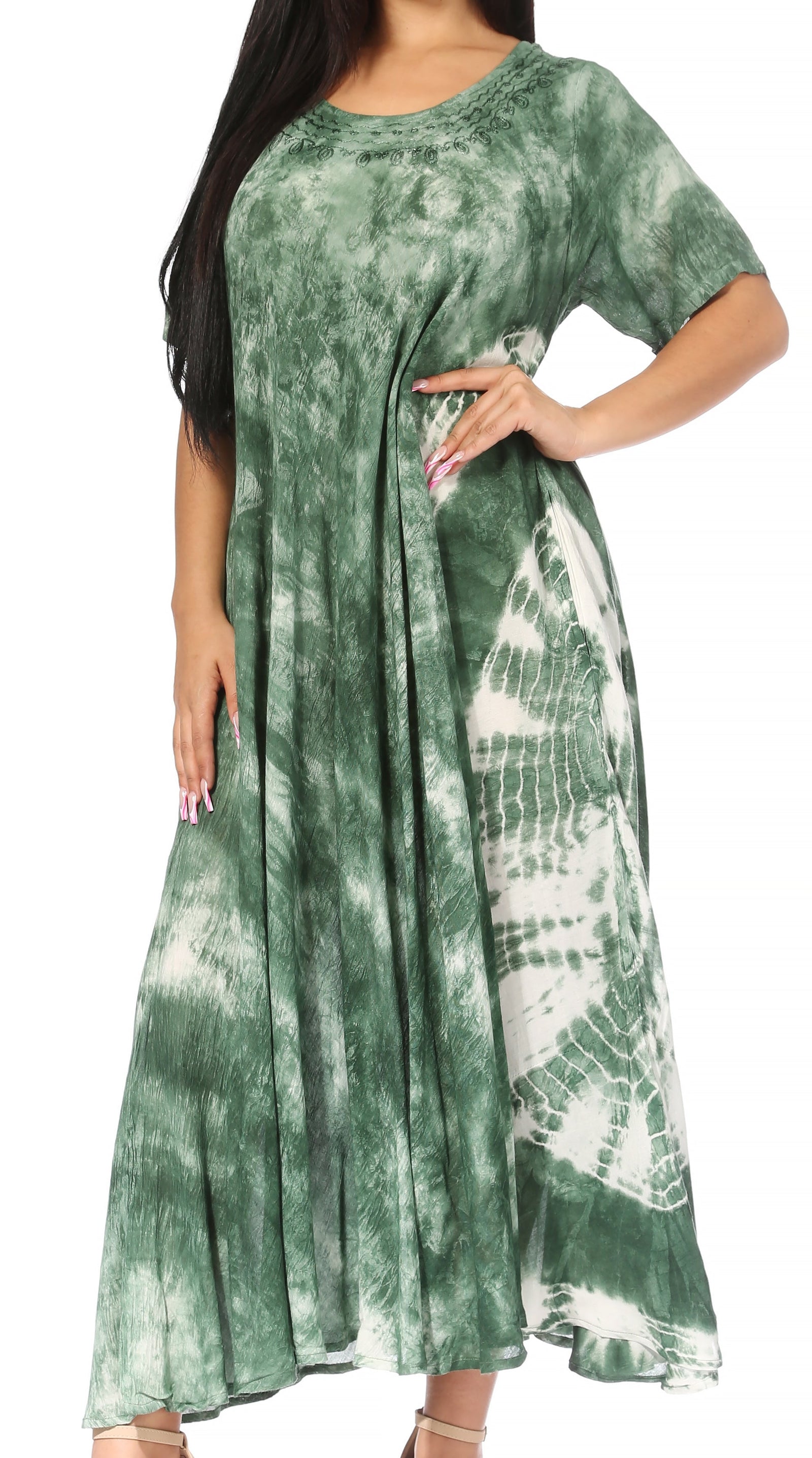 Sakkas Marcela Women's Casual Summer Maxi Short Sleeve Boho Dress Kaft