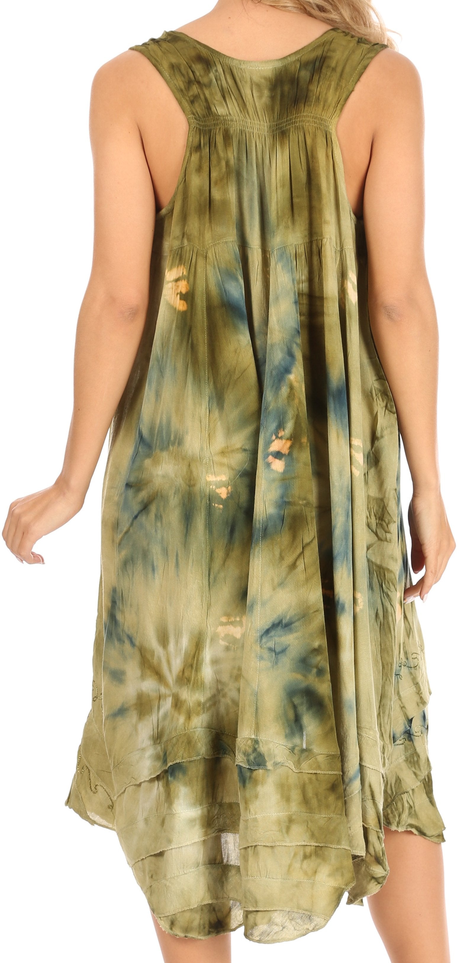 Sakkas Magy Women's Casual Summer Sleeveless Loose Tank Dress Tie-dye