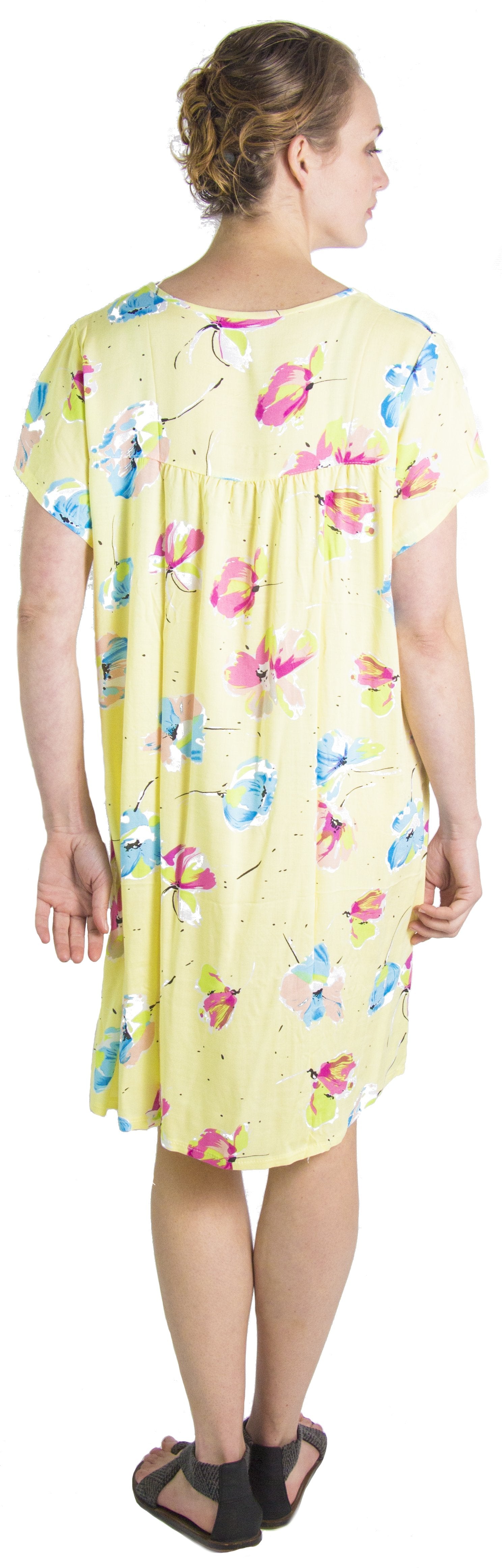 Sakkas Aila Women Summer Casual Short Sleeve Flowy Cover up Dress Flor