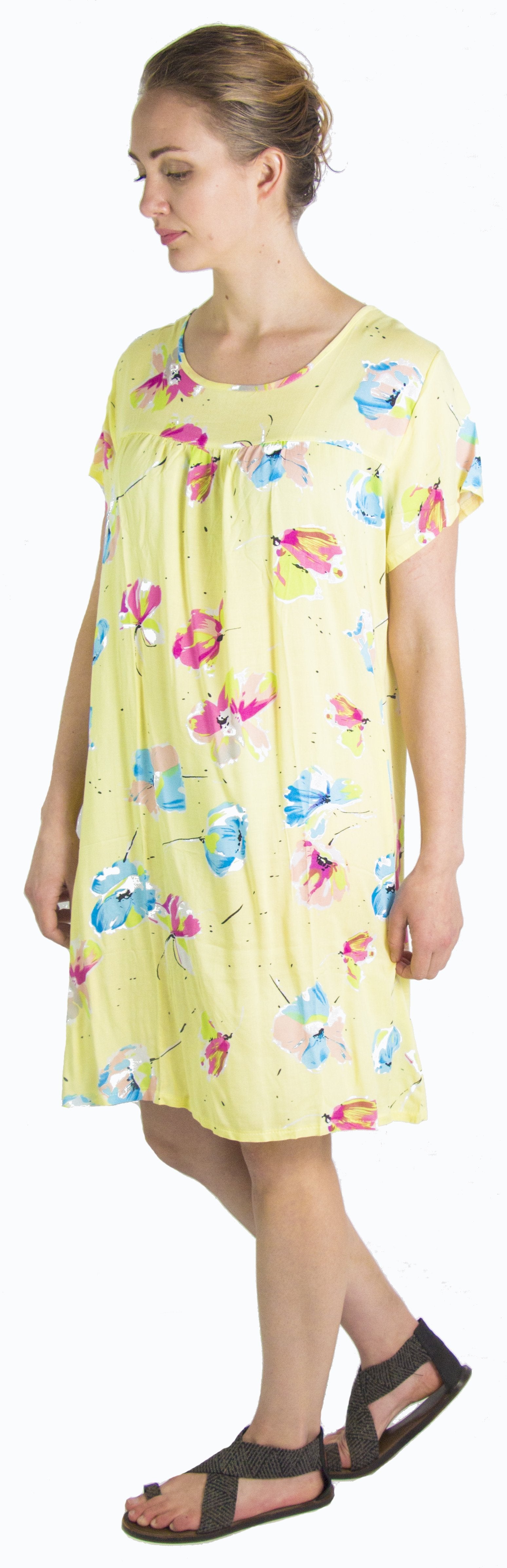 Sakkas Aila Women Summer Casual Short Sleeve Flowy Cover up Dress Flor