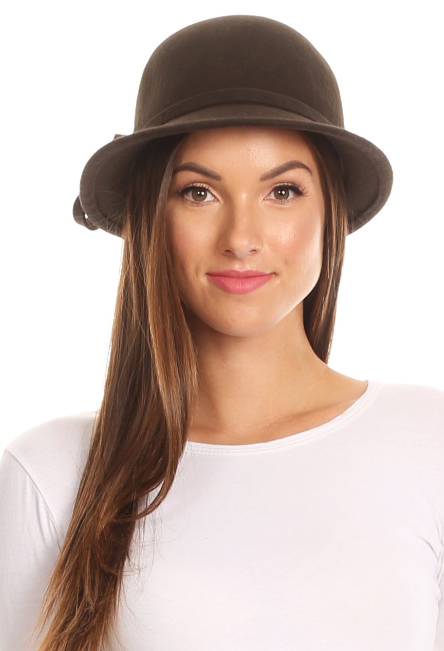 Womens Bernadette Vintage Style 100% Wool Cloche Bucket Winter Hat wit