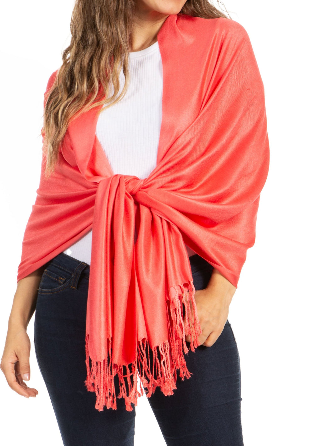 Sakkas 78" X 28" Rayon from Bamboo Soft Solid Pashmina Shawl